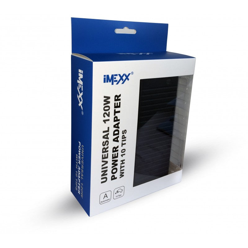 CARGADOR UNIVERSAL 120W AUTOVOLTAJE IMEXX CON 10 PUNTAS – Laptop Center